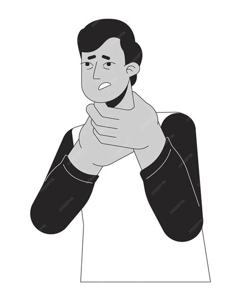 알레르기 목통 인디언 검은색과 ⁇ 색 2d 라인 만화 캐릭터 남아시아 남자 호흡 곤란 고립 ⁇ 터 윤 ⁇ 사람 알레르기 반응