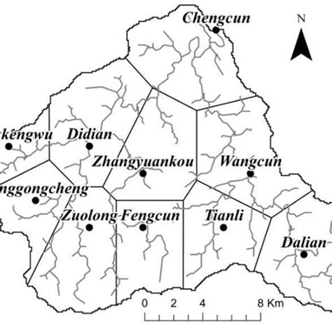 Thiessen Polygon Map For The Chengcun Catchment Download Scientific Diagram