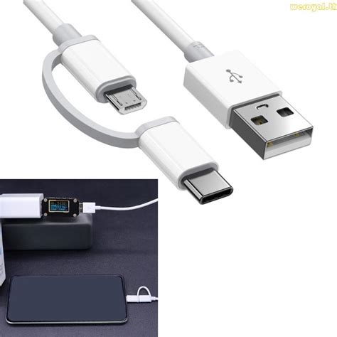Weroyal Multi สายชาร์จ 2 In 1 Usb To Type C และ Micro Usb สายชาร์จสายไฟ 5v2 4a ถ่ายโอนข้อมูลสูง