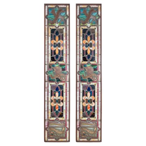 A Pair Of Art Nouveau German Stained Lead Glass Windows For Sale At 1stdibs
