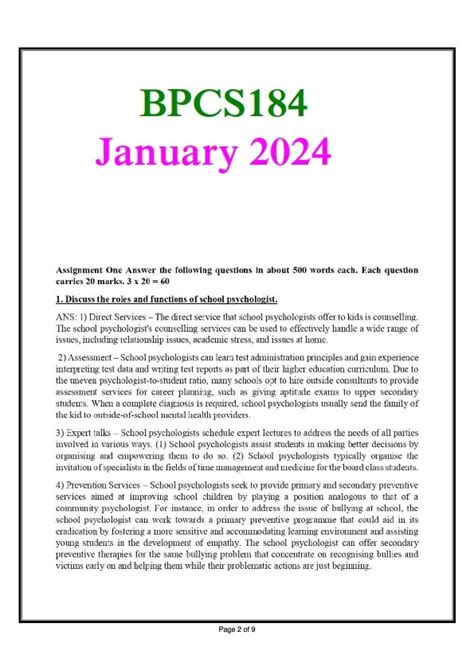 Ignou Bpcs 184 Solved Assignment Jan 2024 English Medium Ignou Solved