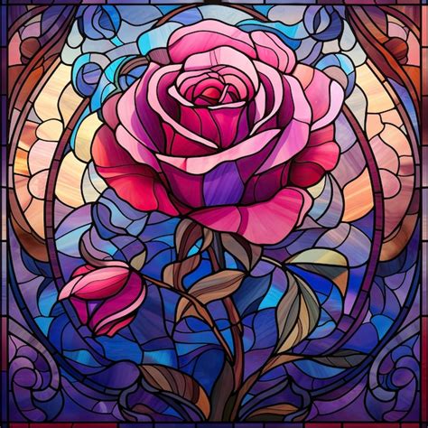 Stained Glass Flowers Background Premium Ai Generated Image