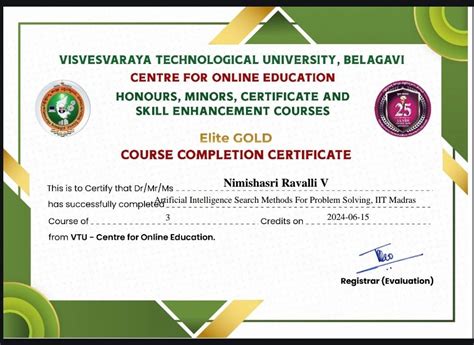 Completed An Honours Course On Ai For Agents Nimishasri Ravalli V