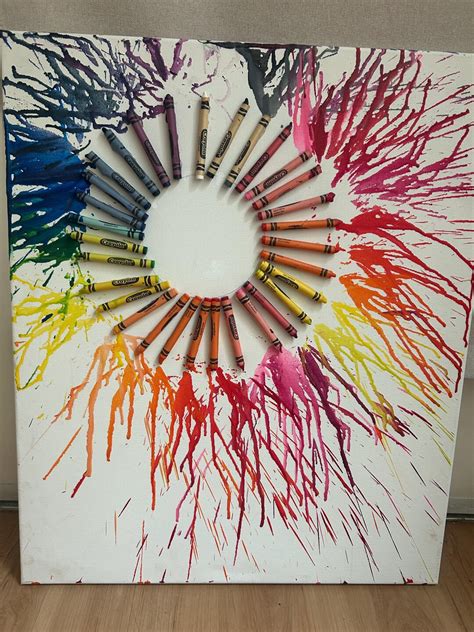 Crayon Drip Art On Canvas Etsy