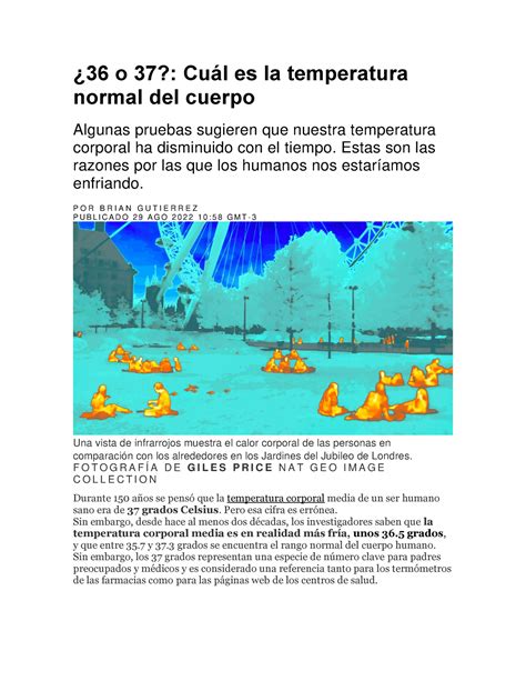 Cual Es La Temperatura Normal Del Cuerpo Humano ¿36 O 37 Cuál Es La
