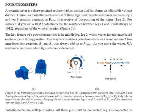 Solved 4 To Answer This Question Read The Potentiometers