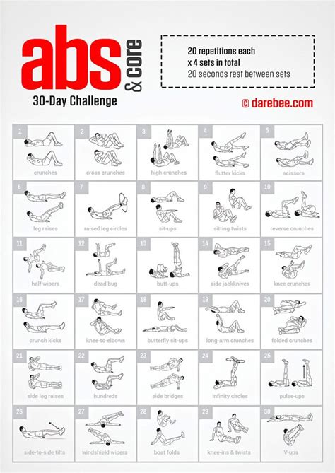 30 Day Abs And Core Challenge By Darebee Workout Challenge 30 Ab