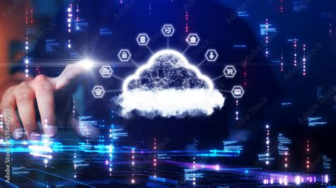Cloud And Edge Computing Technology Concept With Cybersecurity Data