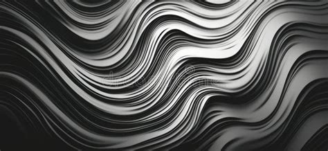 Abstract Black And White Wavy Lines Creating A Dynamic Flowing Pattern With Depth And Texture