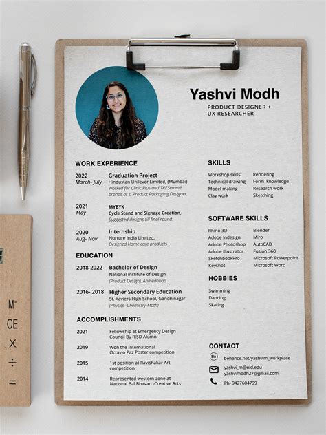 Resume Yashvi Modh On Behance