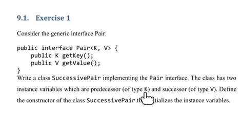solved 9 1 exercise 1 consider the generic interface pair