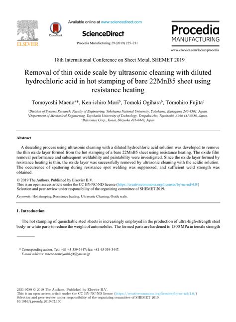 Pdf Removal Of Thin Oxide Scale By Ultrasonic Cleaning With Diluted