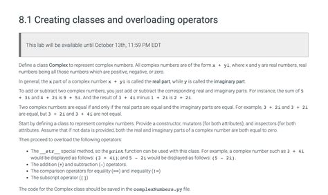 Solved 81 Creating Classes And Overloading Operators This Lab Will Be Course Hero