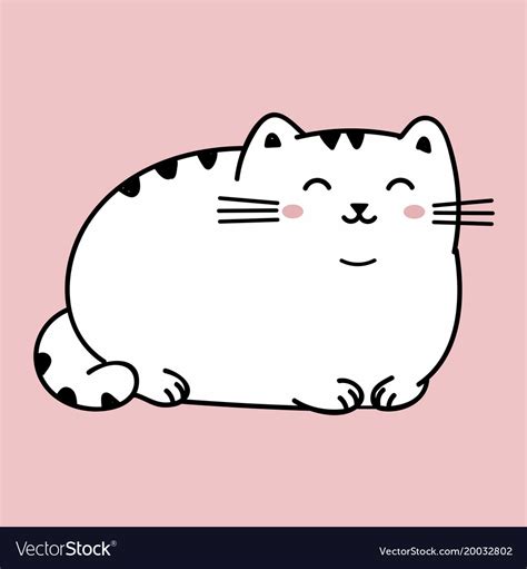 Kawaii Cute Fat White Cat Anime Style Royalty Free Vector Hot Sex Picture