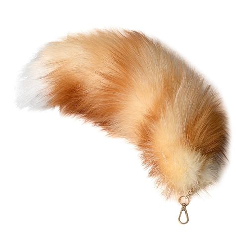 Namtyqx Therian Fox Tail Spring Clip Keychain Soft Faux Fox Fur