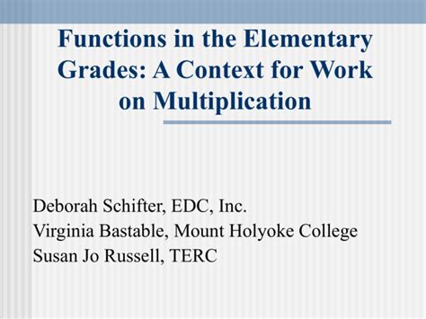 Functions In The Elementary Grades