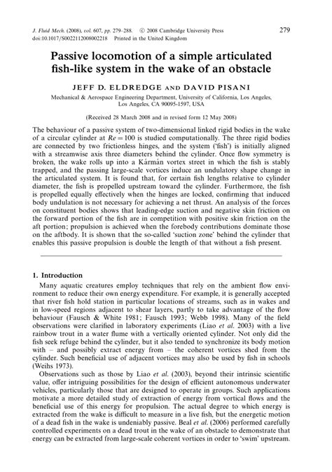 Pdf Passive Locomotion Of A Simple Articulated Fish Like System In