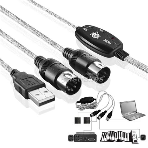 [1 8m] Usb To Midi Interface Cable Converter Music Keyboard Pc 5 Pin