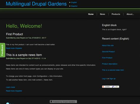 building a multilingual web site with drupal gardens