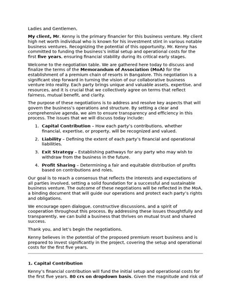 Script Negotiation Pdf Equity Finance Investing