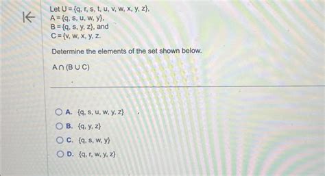 Solved Let U Q R S T U V W X Y Z A Q S U W Y B Q S Y Z Chegg Com