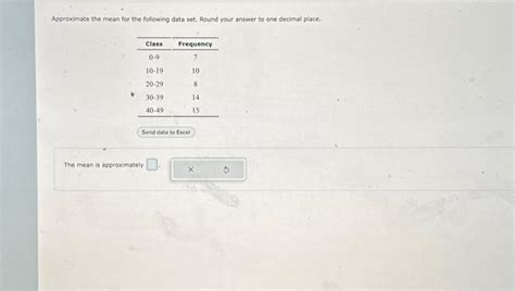 Approximate The Mean For The Following Data Set Chegg Com