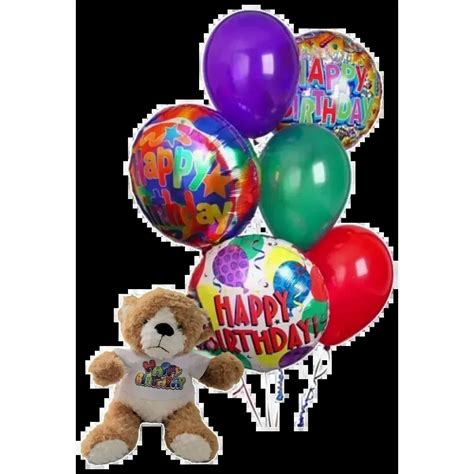 Teddy Bear With Happy Birthday Balloons