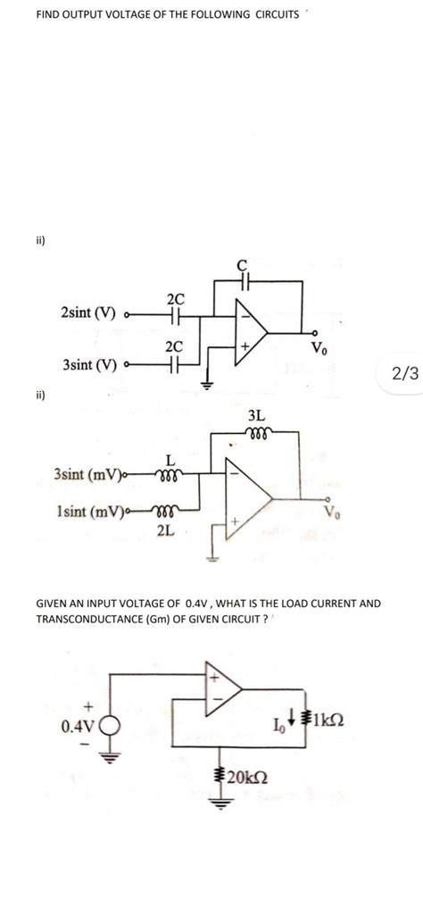 solved find output voltage of the following circuits ii