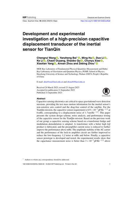 Development And Experimental Investigation Of A High Precision
