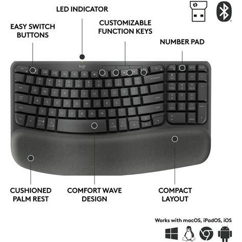 Logitech Wave Keys For Business Ergonomic Keyboard Wireless
