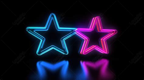 놀라운 3d 렌더링 일러스트레이션 매끄러운 검정색 배경의 트윈 스타 네온 등급 금상 배경 놀라 배경 스타 배경 이미지 Hd 금상 놀라 스타 배경 사진 무료