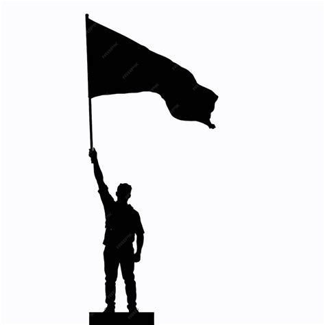A Black Silhouette Of A Person Holding A Flag The Person Is Standing On