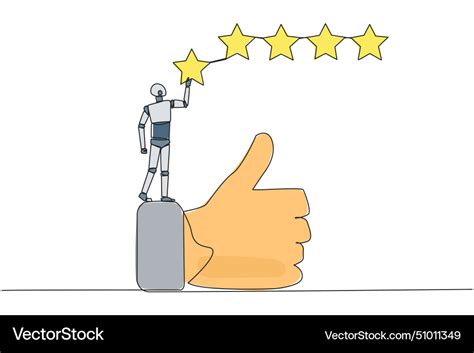 Single Continuous Line Drawing Robot Standing Vector Image