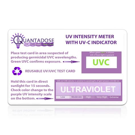 Buy Quantadose® Uvc Light Test Card With Uvc Light Wavelength Indicator And Photochromic Uv
