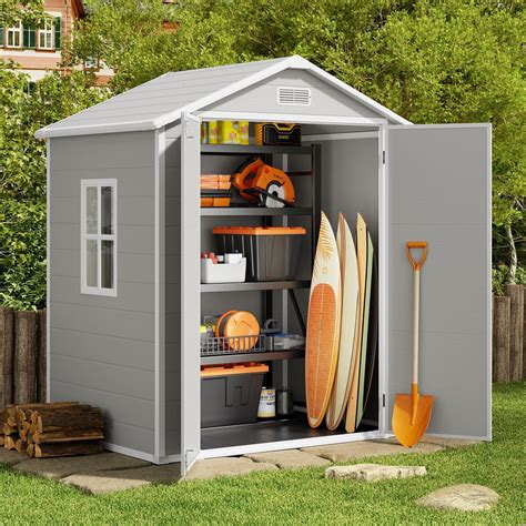 Lofka 6x4ft Heavy Duty Resin Outdoor Storage Shed 135 6 Cu Ft With