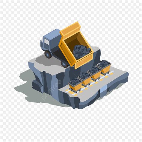 Coal Mining Isometric Vector Png Images Mining Excavator Loads Coal In A Dump Truck Isometric