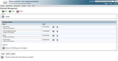 Configurar O Gerenciamento De Calendário Do Unified Contact Center Express Cisco