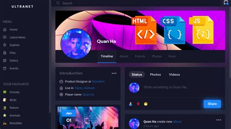 Social Media Ui Template Using Html And Css Source Code