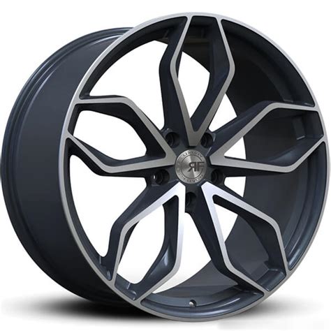 22 Staggered Road Force Wheels RF17 Satin Gunmetal Machined Rims RF050 2