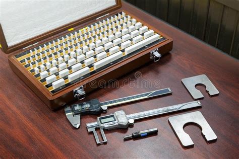 Calibration Outside Micrometer With Gage Block Stock Image Image Of Control Perfection 39131813