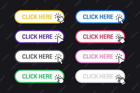 Premium Vector Click Here Button With Click Cursor Set For Button