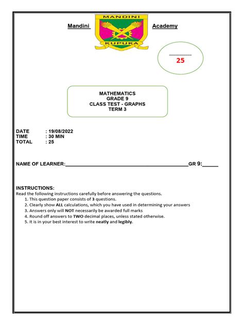 Class Test Graphs Pdf Mathematics Applied Mathematics