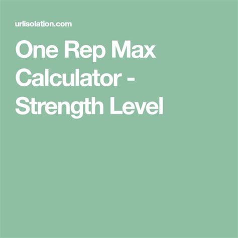 Calculate Your One Rep Max One Rep Max Chart 1rm Percentage