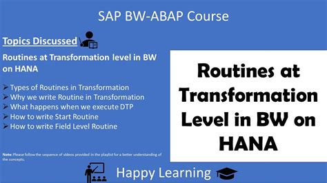 22 Abap Routines At Transformation Level In Bw On Hana Youtube