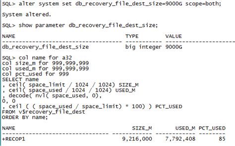 Monitor Space In Oracle Db Recovery File Destination Size Oracle World