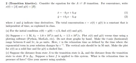 Solved Consider The Equation For The A B Transition For Chegg