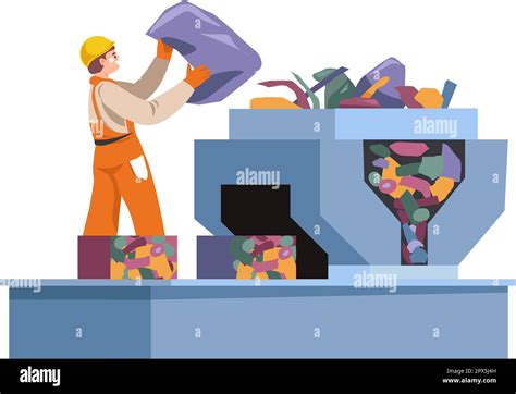 Recycling Process And Garbage Sorting In Factory Stock Vector Image