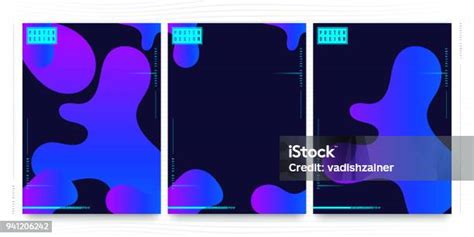 창의적인 이벤트에 대 한 추상 크리에이 티브 포스터를 설정 합니다 블루 컬러와 표준 A3 세로 형식입니다 서식 파일 미래 커버입니다 평면 벡터 일러스트 Eps 10 0명에