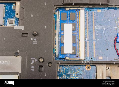 Cyber Data Attack Concept Broken Laptop Crash Motherboard Memory