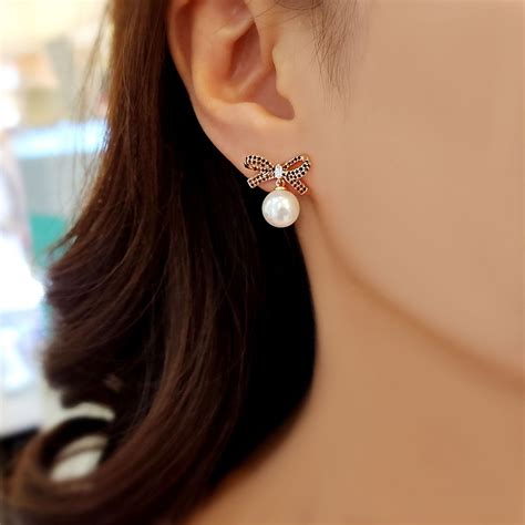 꼬냑리본 진주드롭귀걸이 Sss1086 볼라레 주얼리